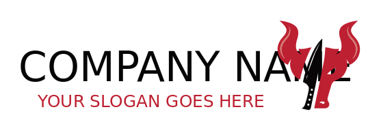 steak in shape of bullhead and crossed butcher knives | Logo Template ...