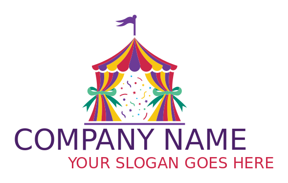 party rental rainbow striped tents with flags | Logo Template by ...