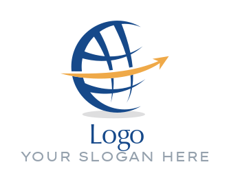 create a logo of a globe with swooshes and arrow | Logo Template by ...