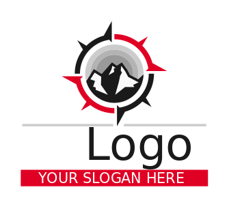 tour guide logo mountains in compass | Logo Template by LogoDesign.Net