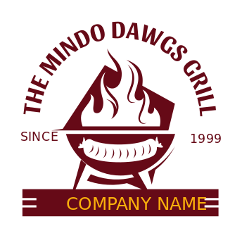 hot dog and fork on flaming grill | Logo Template by LogoDesign.net