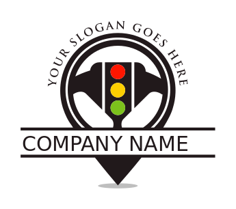 driving school traffic signal inside shape of circle | Logo Template by ...