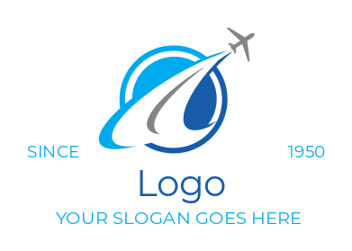 travel logo airplane creating road inside circle | Logo Template by ...