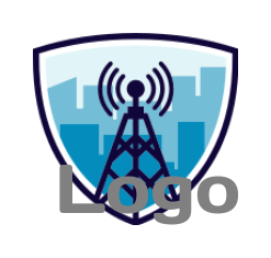 cityscape with signal tower in shield | Logo Template by LogoDesign.net