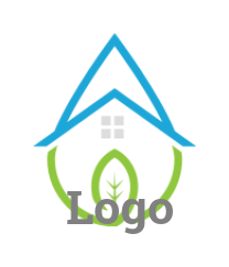 house inside water drop and leaf nature generator | Logo Template by ...