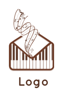 make a music logo piano keys inside envelope with music notes | Logo ...