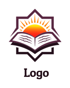 spirituality logo open book front sun in star | Logo Template by ...